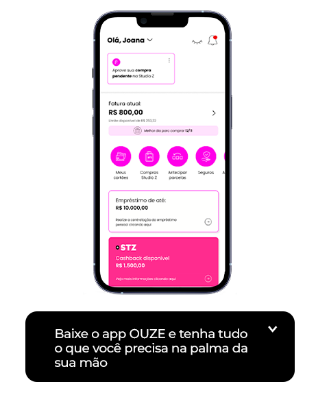 Cartão Ouze Visa e STZ Shop - Studio Z